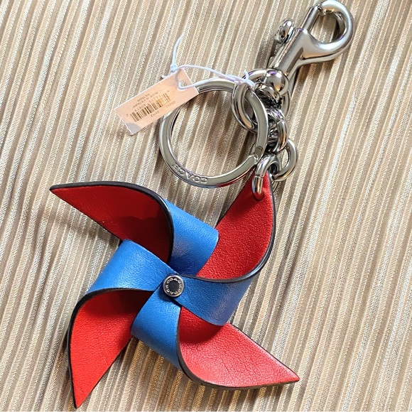 Coach | Accessories | Coach Signature Genuine Leather Blue Red Pinwheel ...